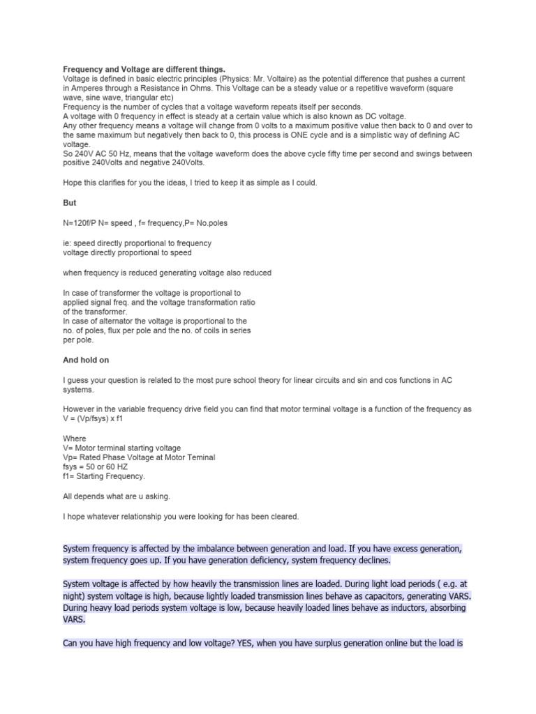 Frequency and Voltage Are Different Things | PDF | Voltage ...