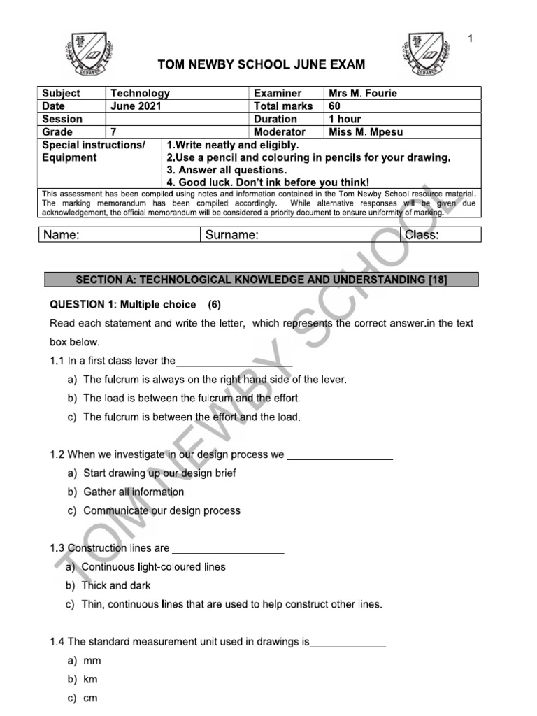 Grade 7 Technology Test 2024 | PDF