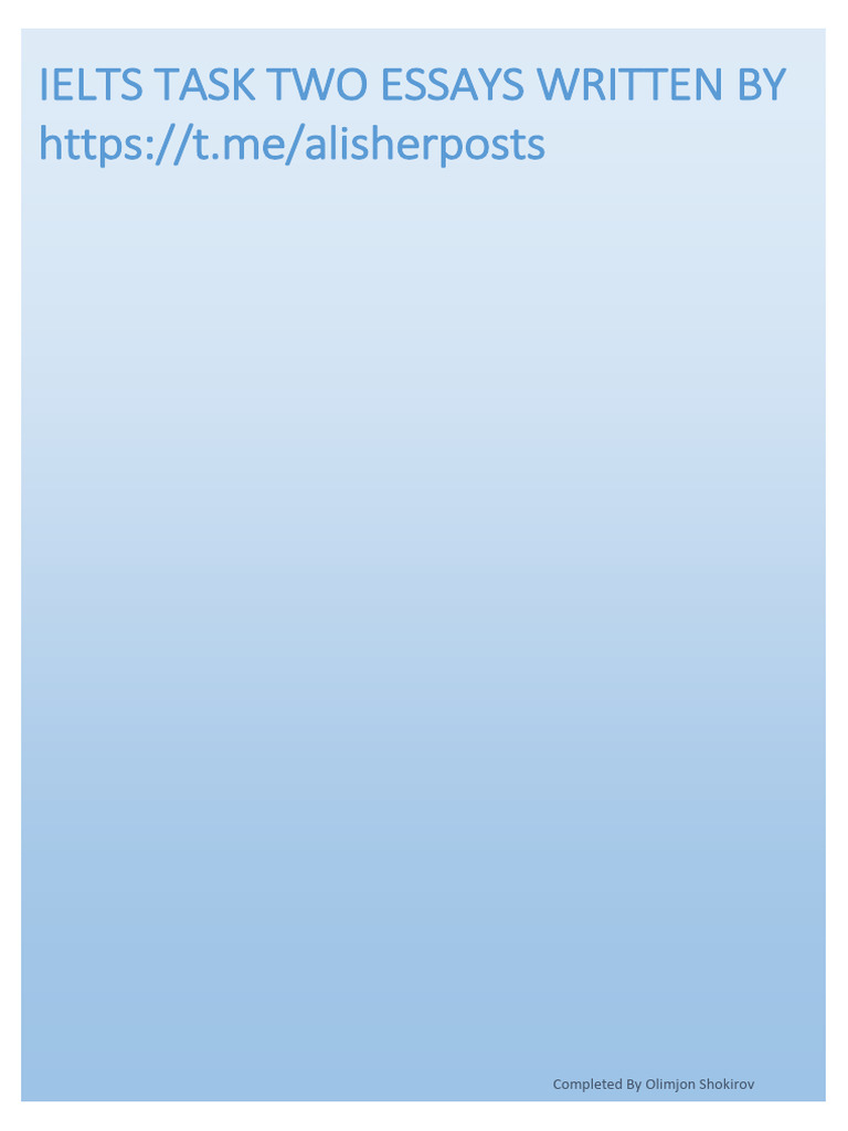 TASK TWO ESSAYS Written by Alisherposts Completed by Olimjon Shokirov | PDF | Sleep Deprivation ...