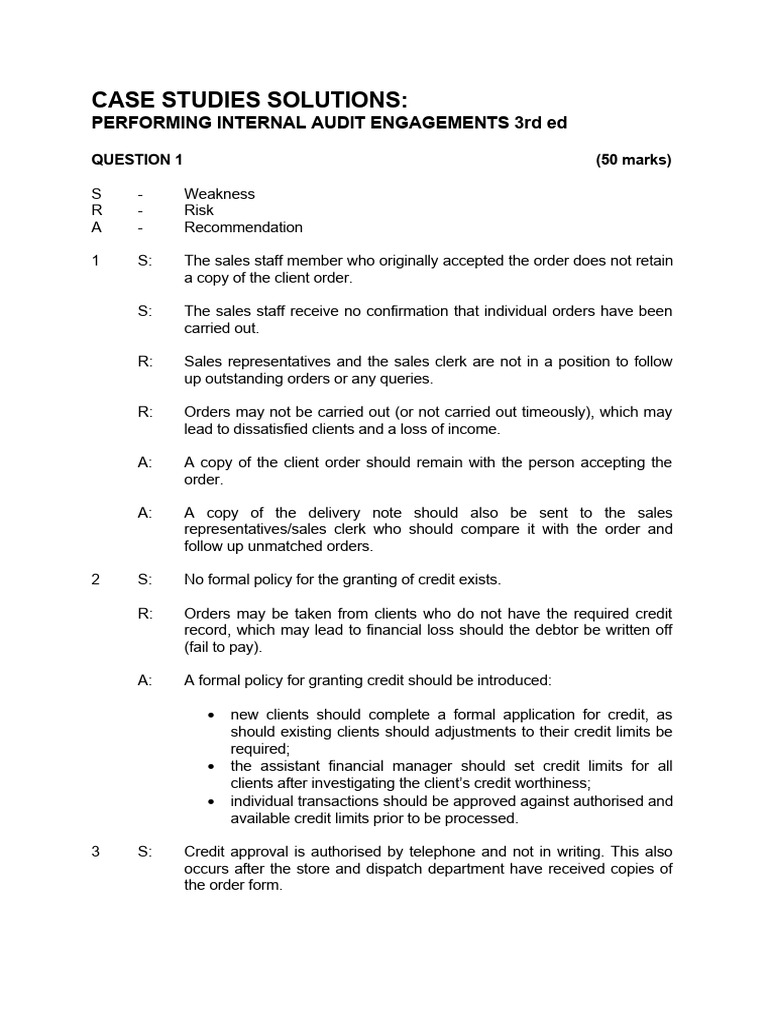 Case Studies Solutions | PDF | Cheque | Audit