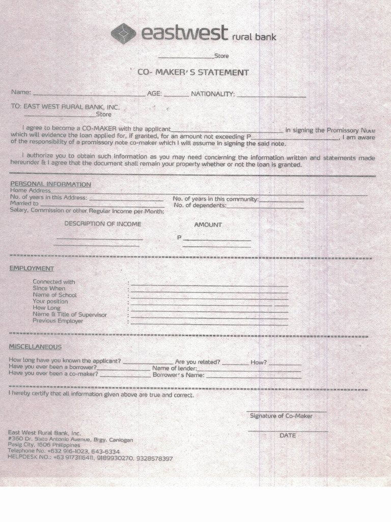 Co-Maker Form | PDF