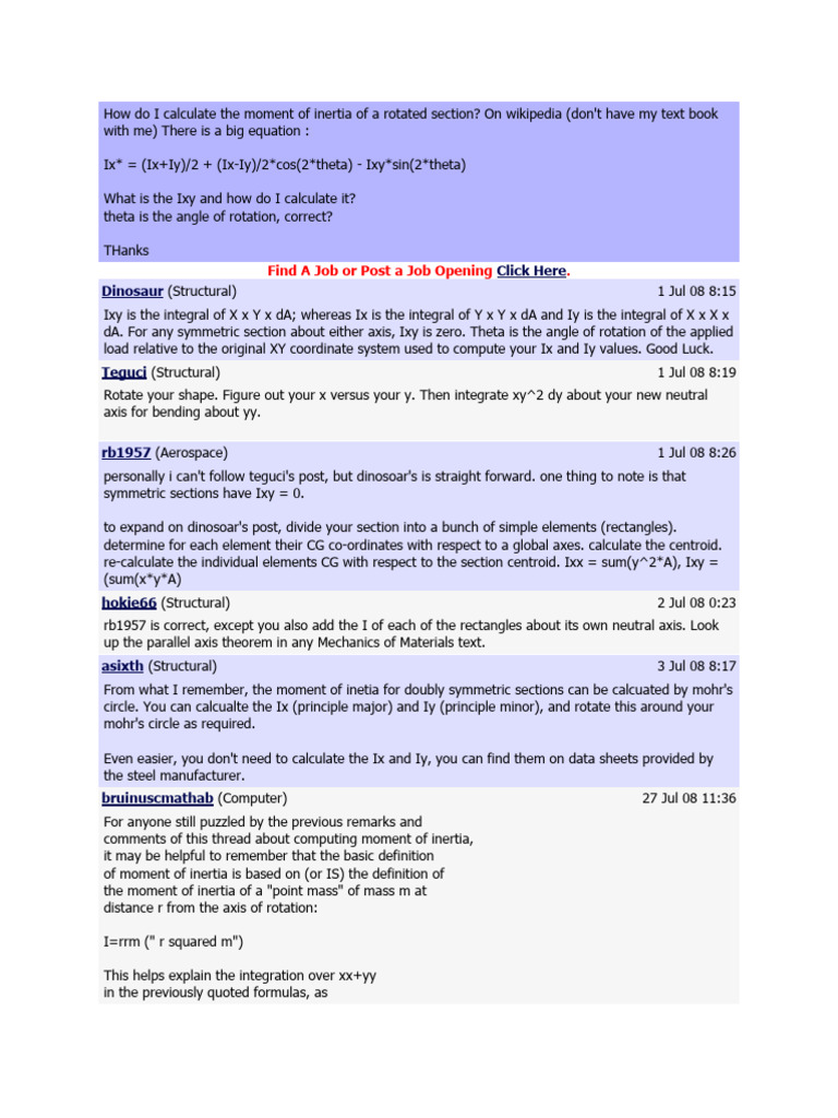 How To Calculate The Moment of Inertia of A Rotated Section | PDF | Euclidean Geometry | Mechanics