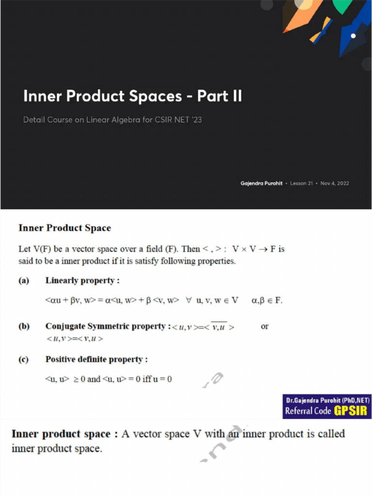 Linear (Inner - Product - Spaces - Part - II - No - Anno | PDF