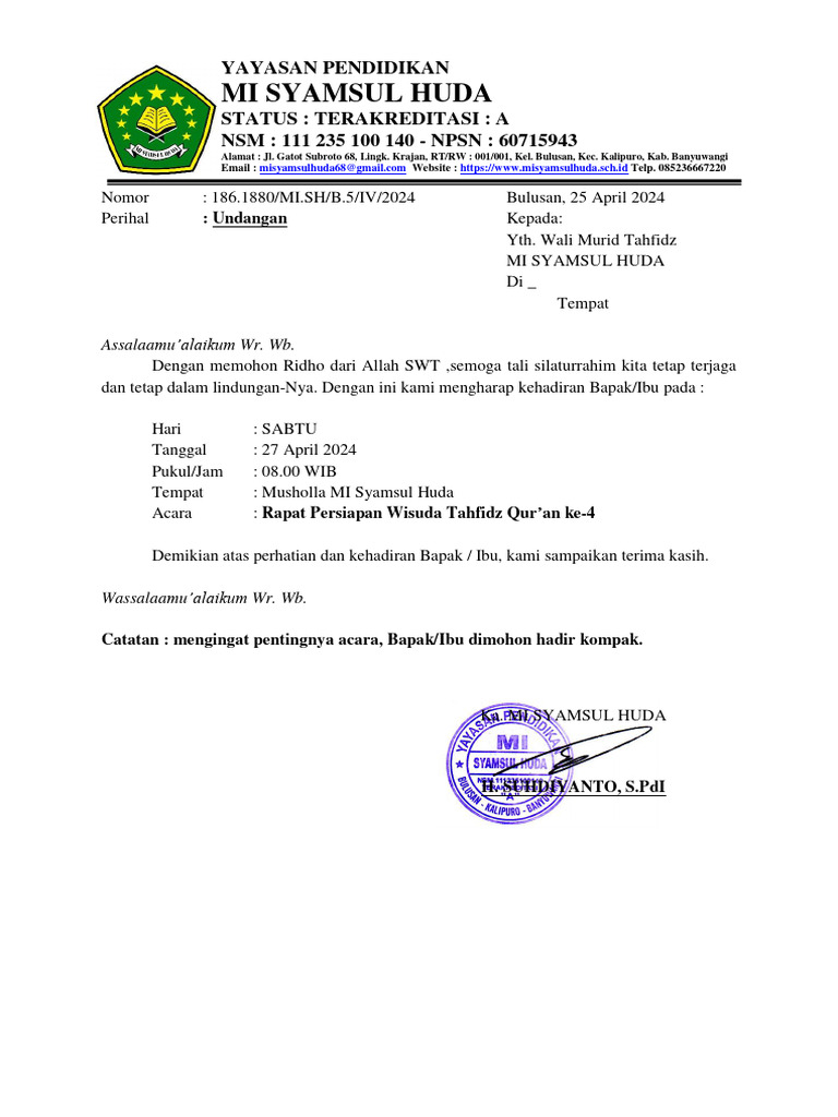 Undangan Wisuda Tahfidz | PDF