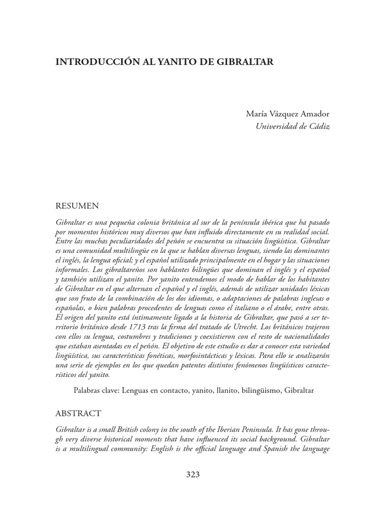 El Yanito: Lengua de Gibraltar | PDF | Oración (Lingüística) | Gibraltar