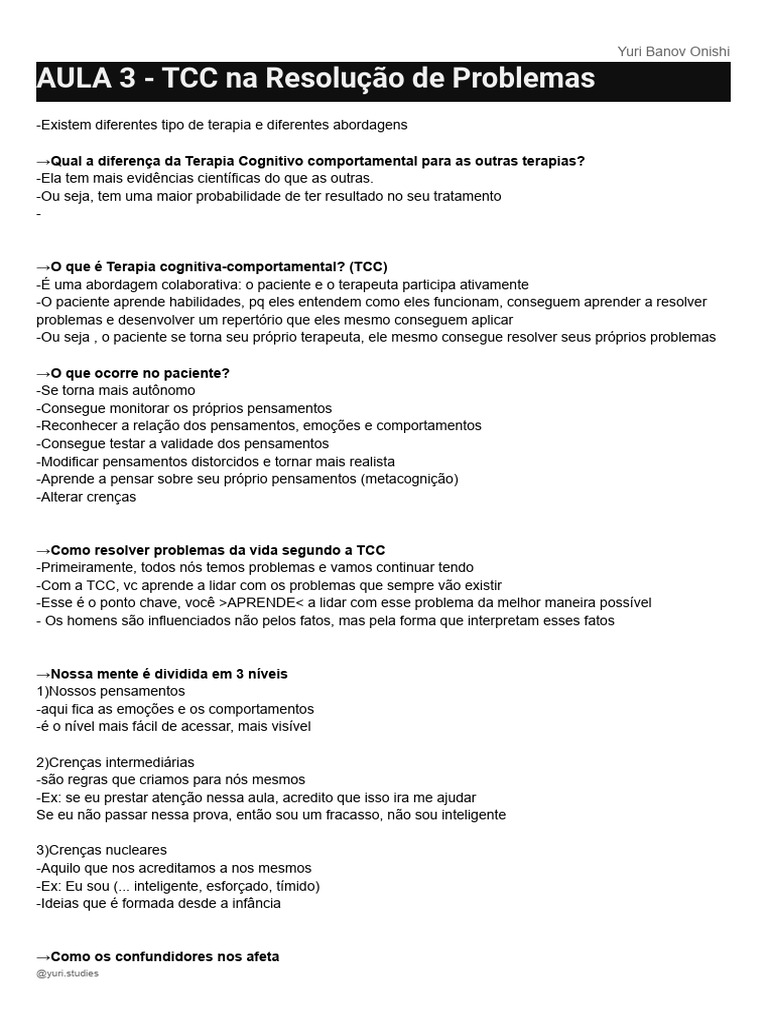 TCC na Resolução de Problemas | PDF | Terapia cognitiva comportamental ...