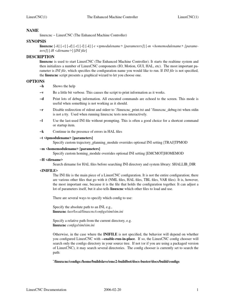 LinuxCNC Manual Pages | PDF | Parameter (Computer Programming) | Booting