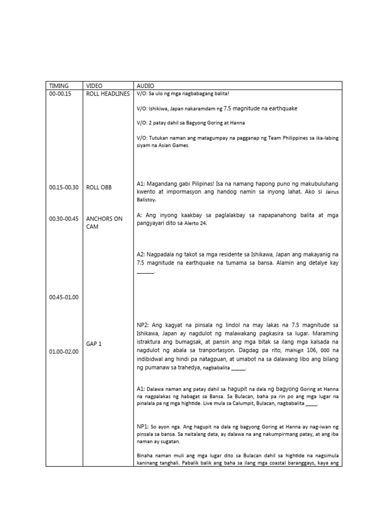 SCRIPT News Casting Example | PDF