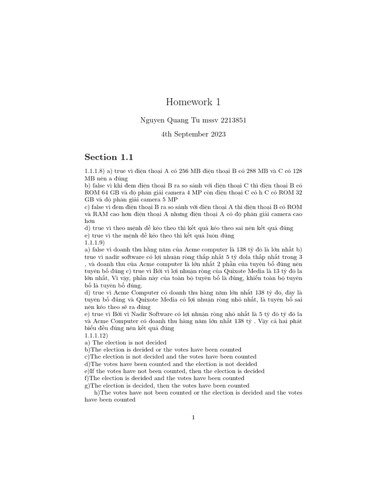 Simple Math Homework Template | PDF