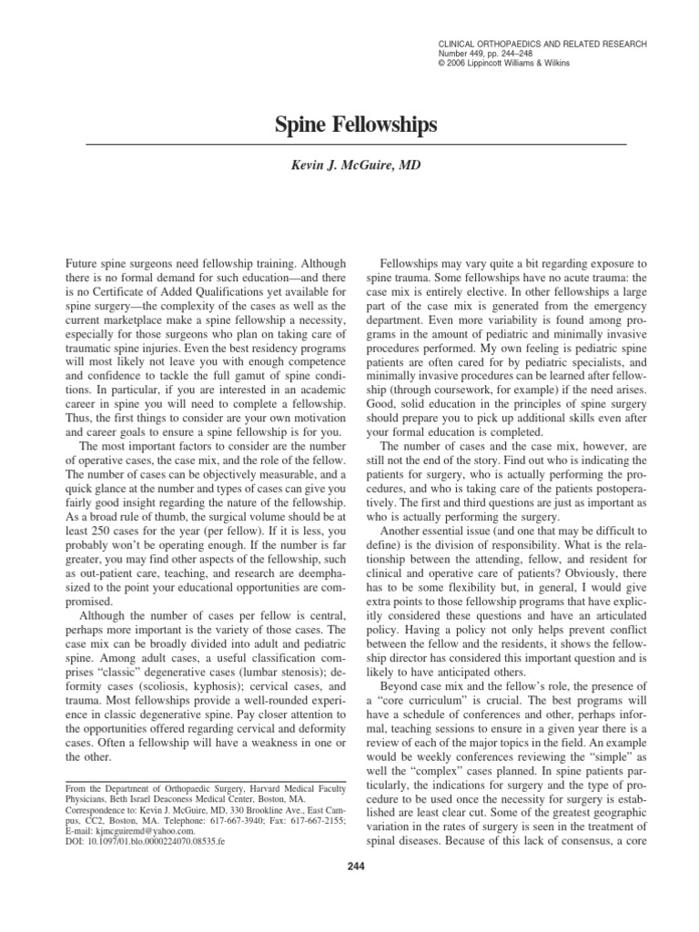 Spine Fellowships | PDF | Surgery | Orthopedic Surgery