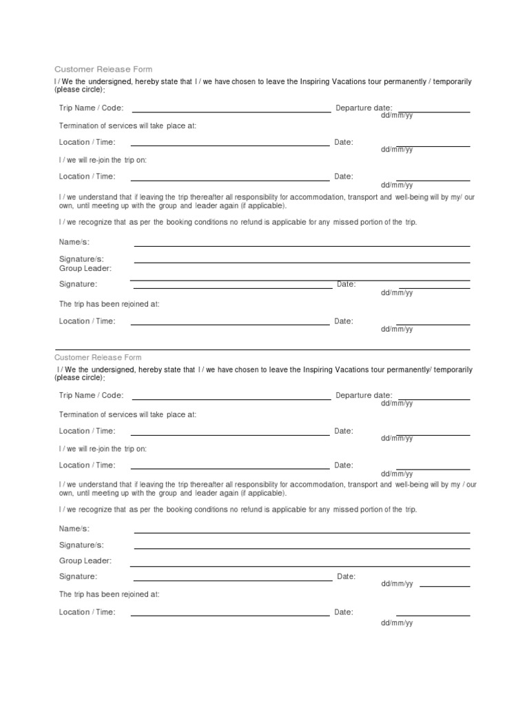 Passenger Release Form - IV 00000 | PDF | Transport