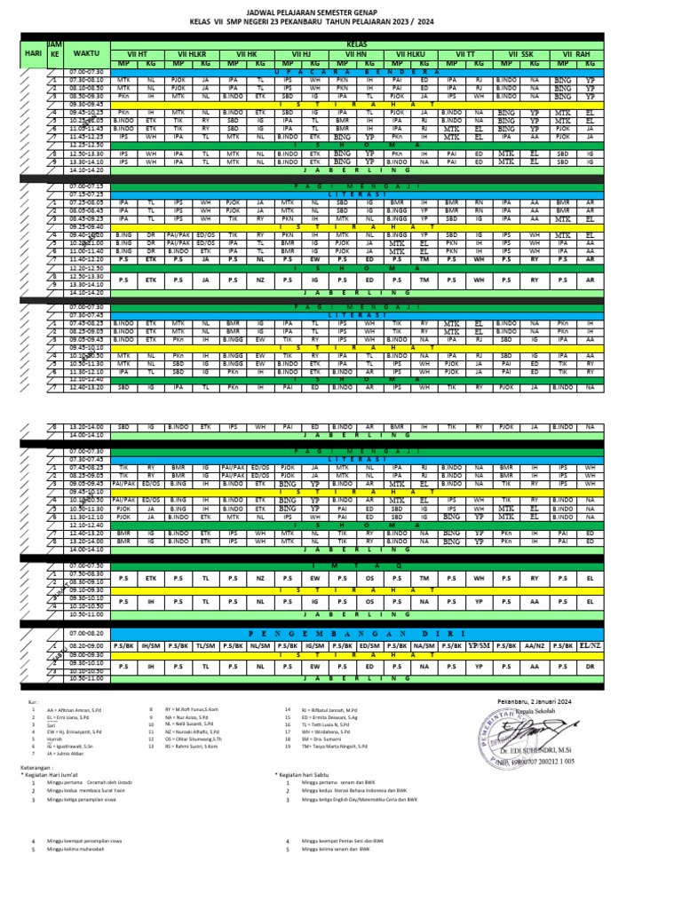 Jadwal Genap 2023-2024 Rev | PDF
