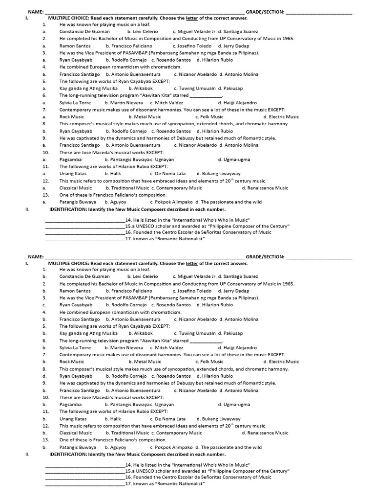 Mapeh 'QUIZ | PDF | Cinematography | Animation