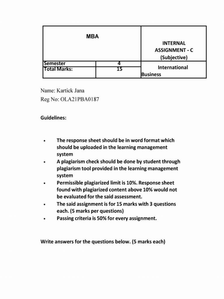 International Business Sem4 AssignC | PDF