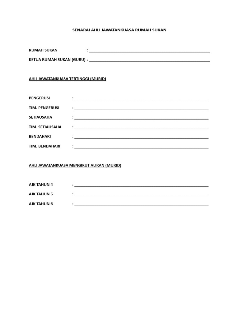 Borang AJK Rumah Sukan | PDF