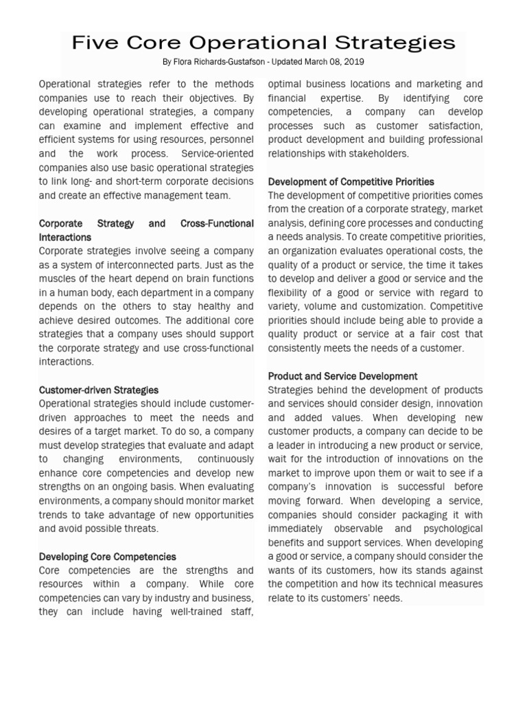 5 Core Operational Strategies | PDF | Strategic Management | Innovation