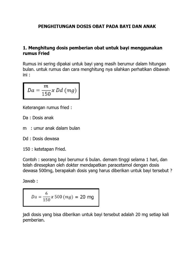Penghitungan Dosis Obat Pada Bayi Dan Anak | PDF