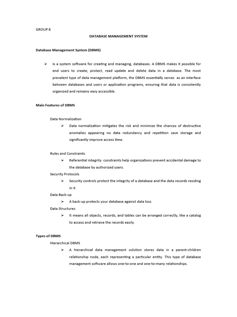Group 8 Database Management System | Download Free PDF | Databases ...