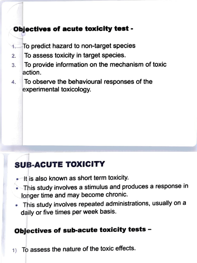 Objectives of Toxicity Testing Methods | PDF | Toxicity | Dose ...