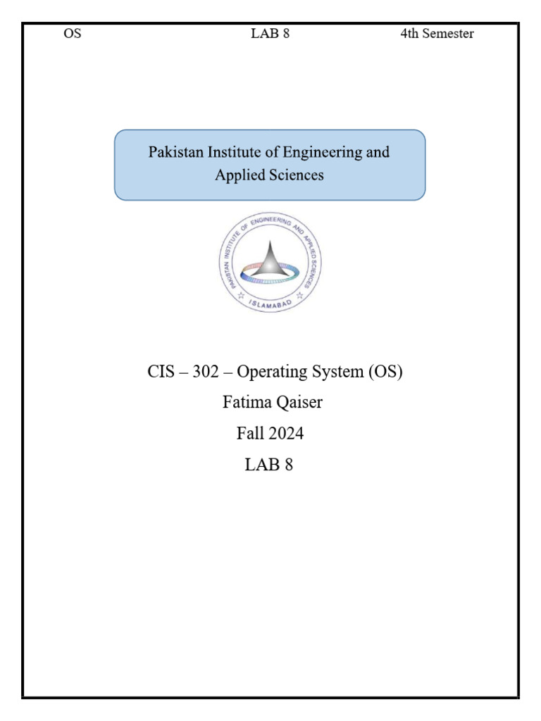 Fatima Qaiser Os Lab 8 Pdf Concurrency Computer Science Computing 