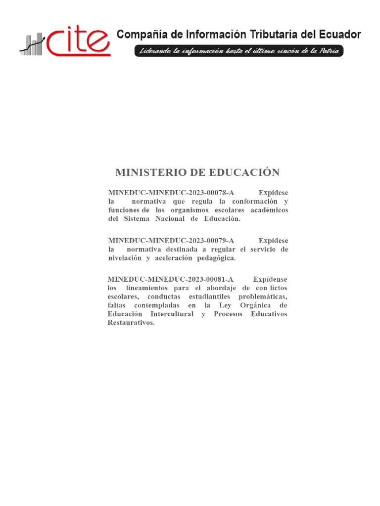 Acuerdo Nro. Mineduc Mineduc 2023 00078 A - Mineduc Mineduc 2023 00079 A - Mineduc Mineduc 2023 ...