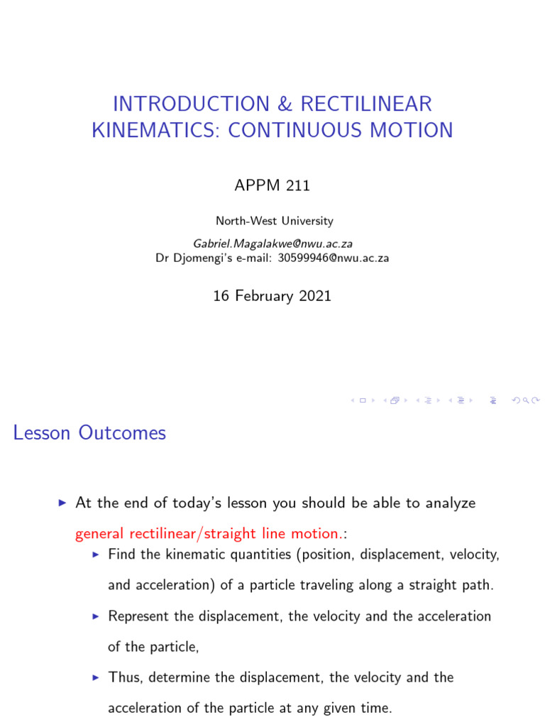APPM 211 Week 1, Lesson1-Part 1 | Download Free PDF | Acceleration | Velocity
