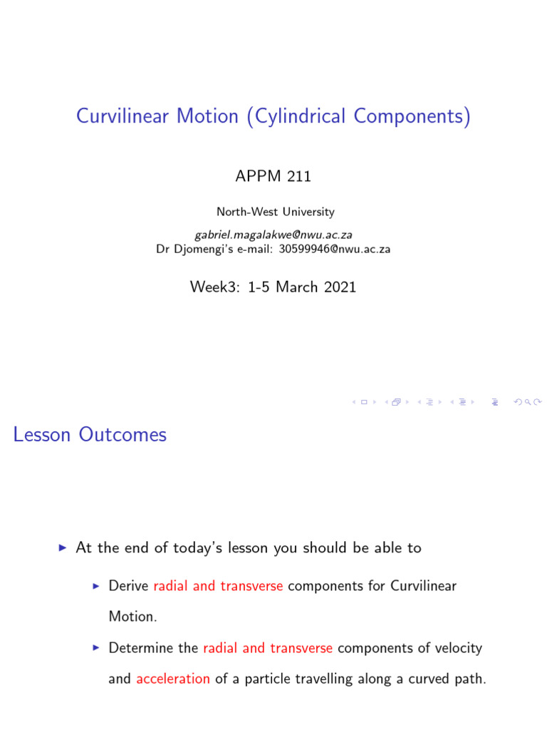 APPM 211 Week 3, Lesson 3 Slides | Download Free PDF | Acceleration | Velocity