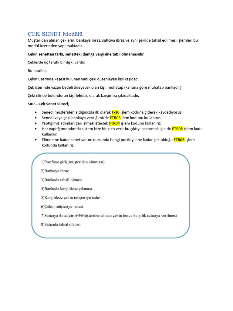 Çek Senet Modülü | PDF