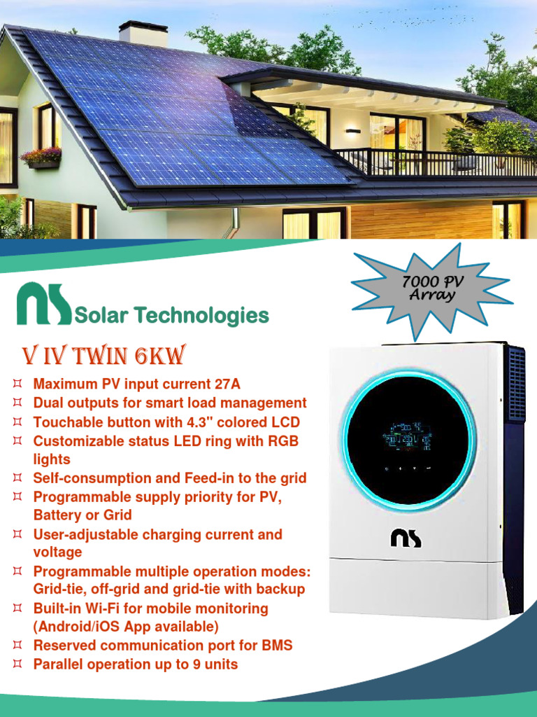 Ns 6kw Solar Hybrid Inverter | PDF | Alternating Current | Photovoltaics