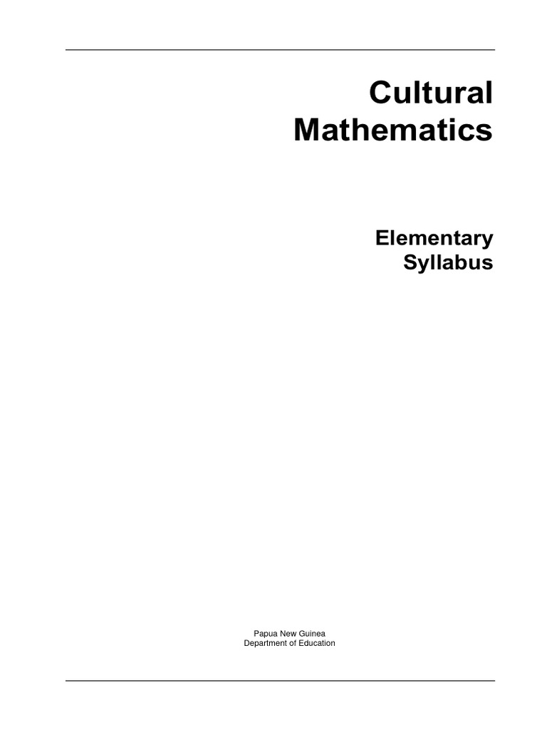 Syllabus Elementary Cultural Mathematics | PDF | Teachers | Learning