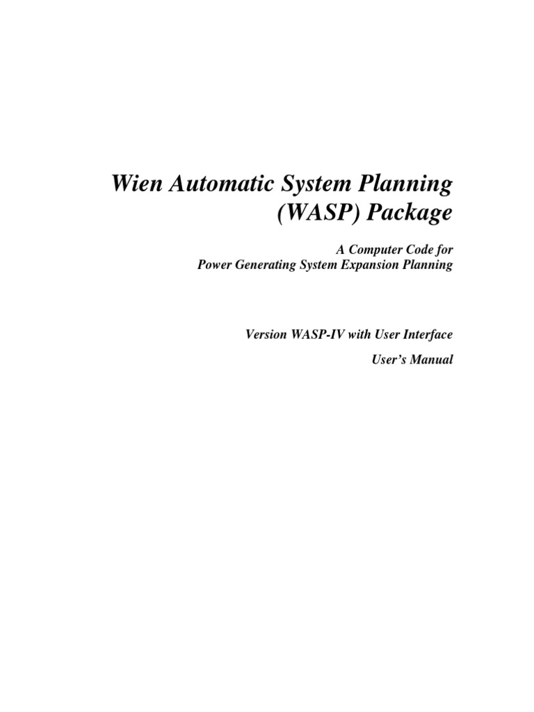 Wasp IV Manual 2006 | PDF | Mathematical Optimization | Sensitivity ...