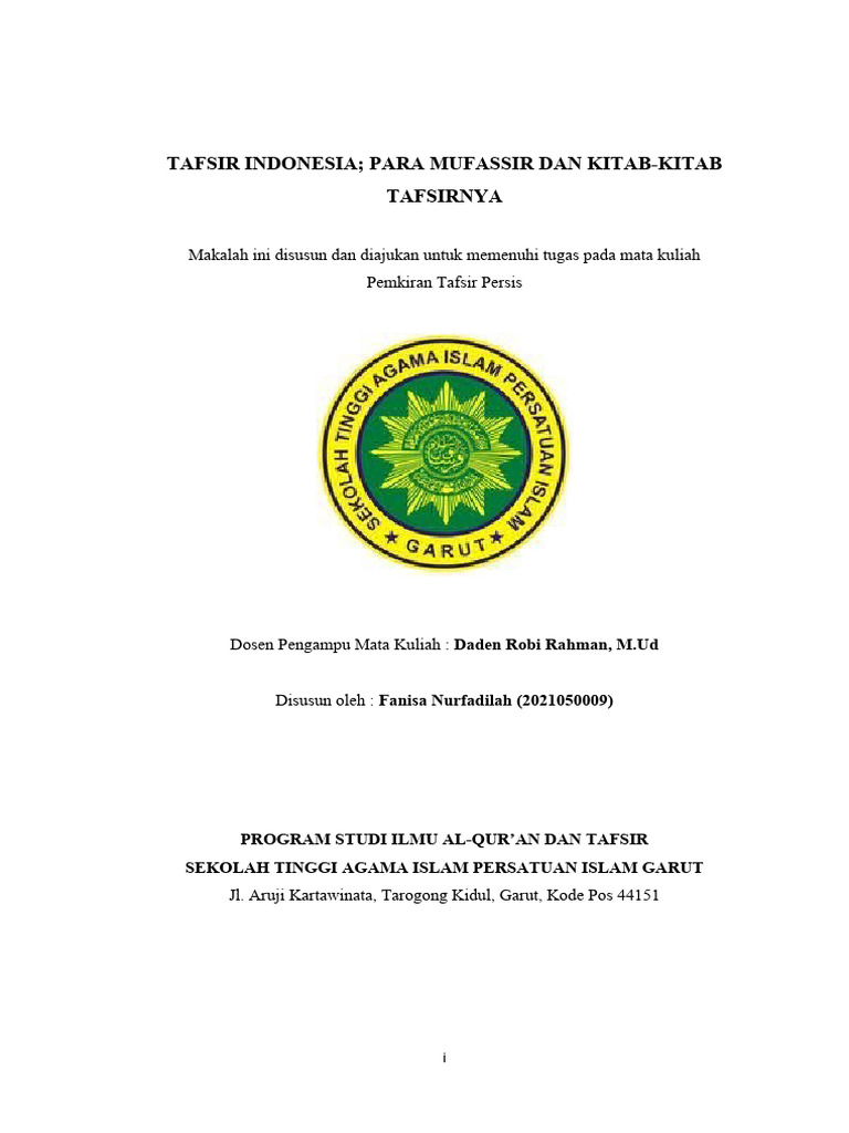 Mufassir dan Karya Tafsir Indonesia | PDF