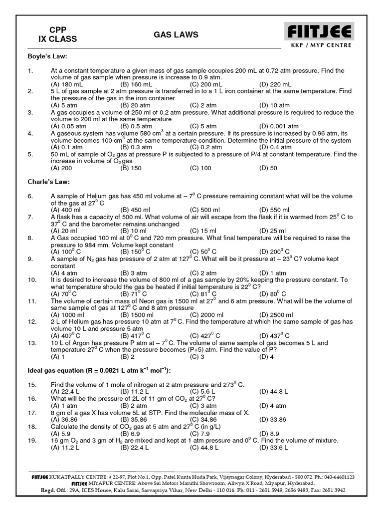 Chemistry 9th+class Gas+laws CPP-2+ (CMD) | PDF | Gases | Pressure