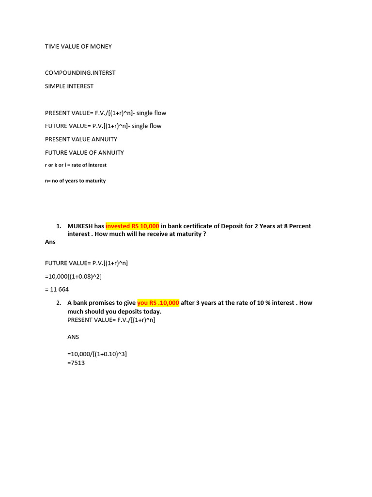Time Value of Money | PDF | Present Value | Discounting