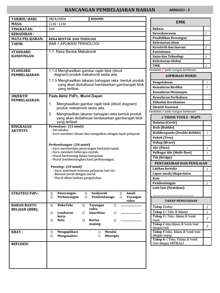 RPH TINGKATAN TIGA CTH | PDF