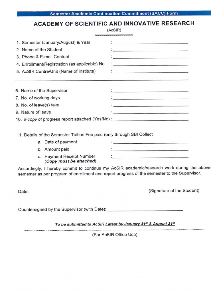 Revised SACC Form | PDF