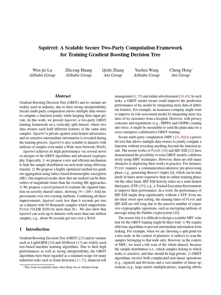 Secure Two-Party GBDT Framework | PDF | Secure Communication | Cryptography