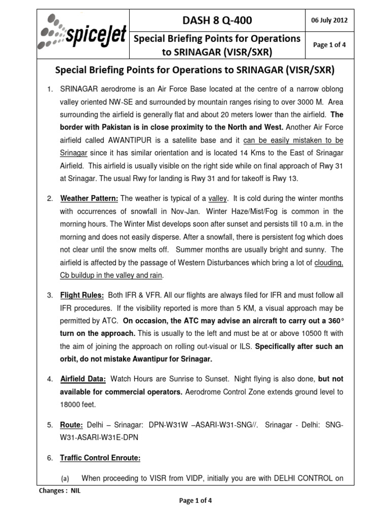 Special Briefing Points For Dash 8 Q 400 | PDF | Instrument Flight ...