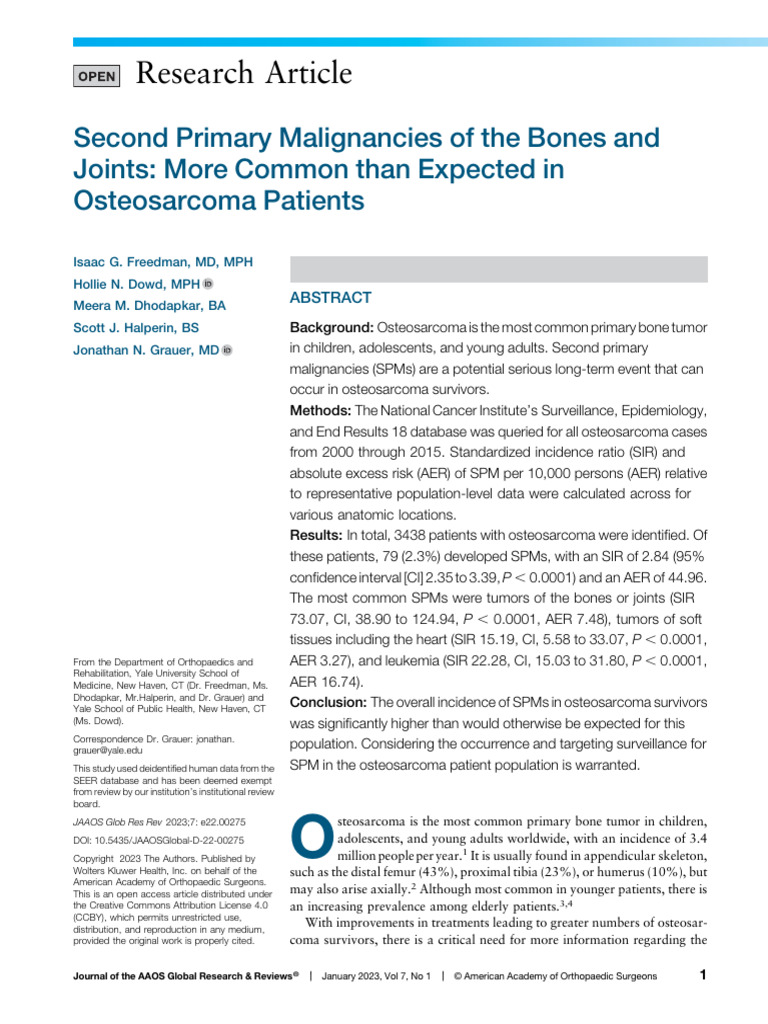 Second Primary Malignancies of The Bones And.12 | PDF | Cancer | Sarcoma