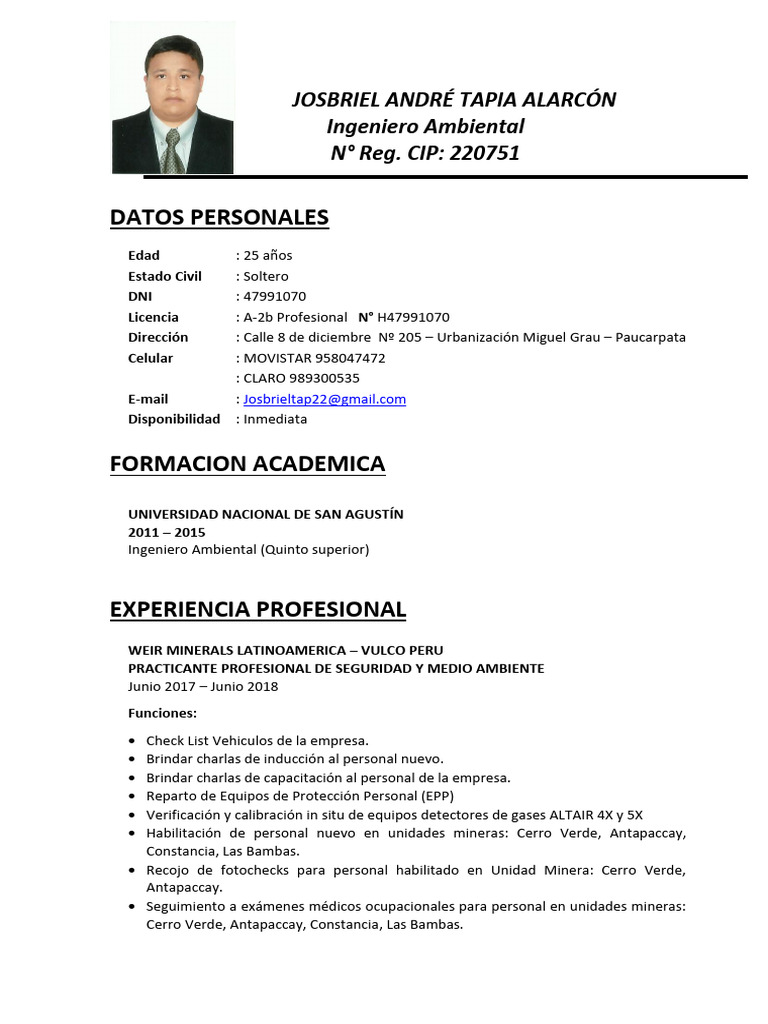 CV Josbriel Tapia Alarcon | PDF