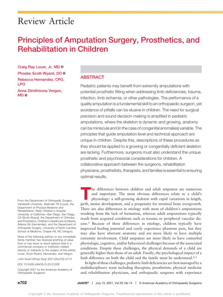 Principles of Amputation Surgery, Prosthetics, And.7 | PDF | Prosthesis | Amputation