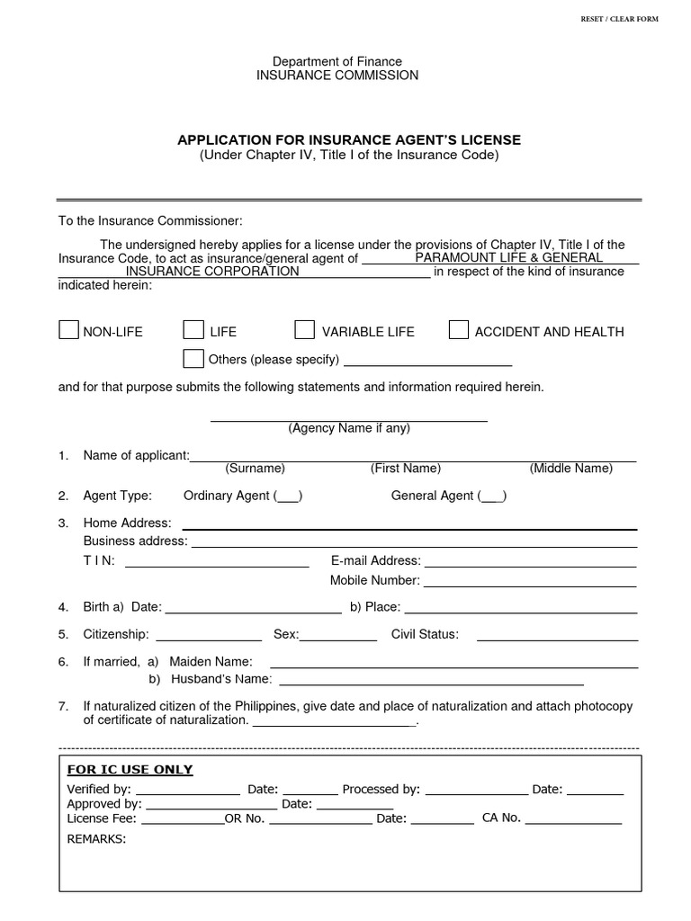 Insurance Agent License Application | PDF | Affidavit | Insurance