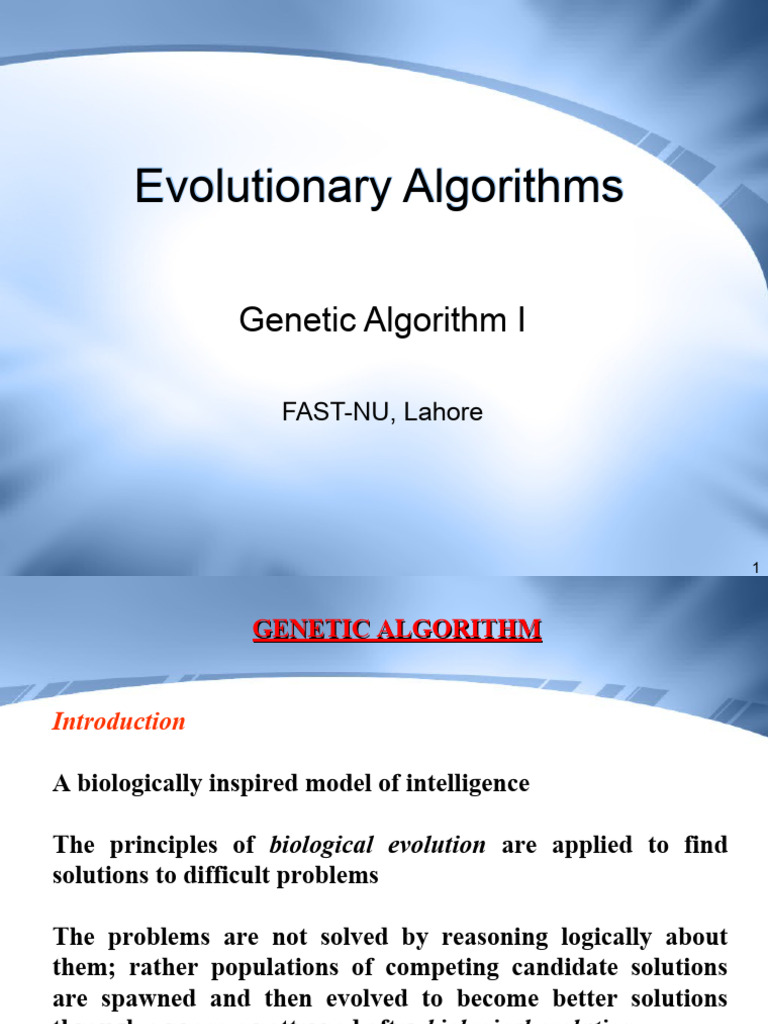 Lecture 12 - 13 Genetic Algorithm-I | PDF | Genetic Algorithm | Genetics
