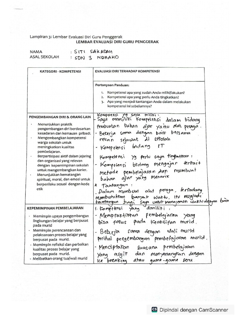 Lembar Evaluasi Diri | PDF