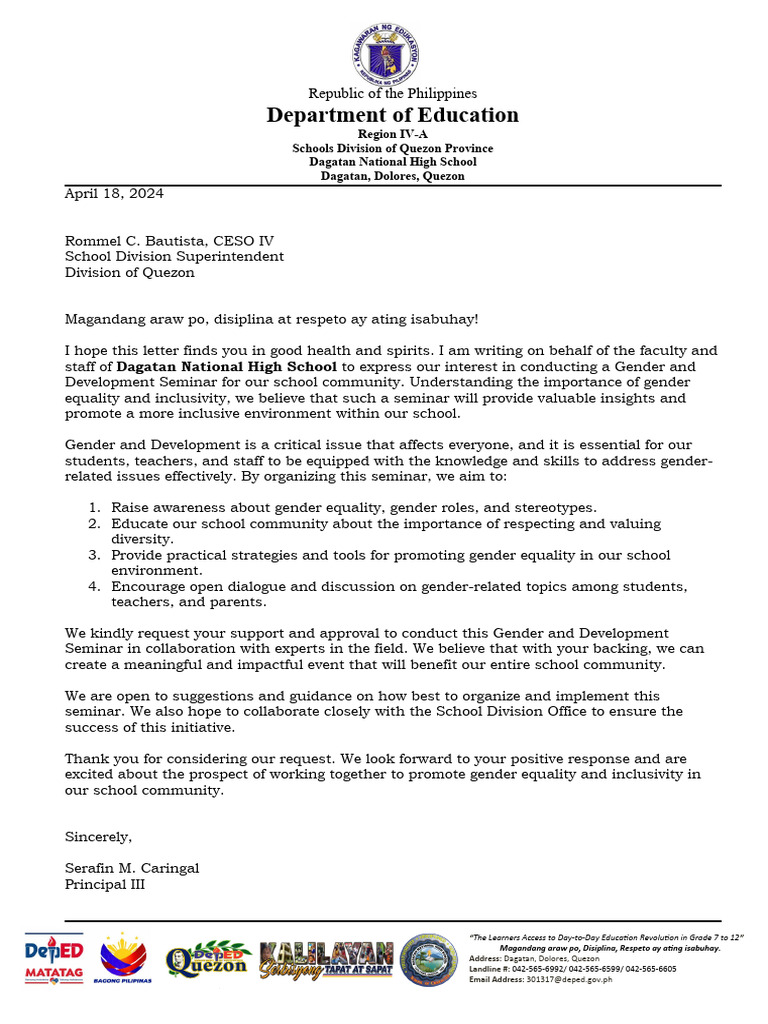 GAD Intent Letter To SDS | PDF | Gender | Gender Studies