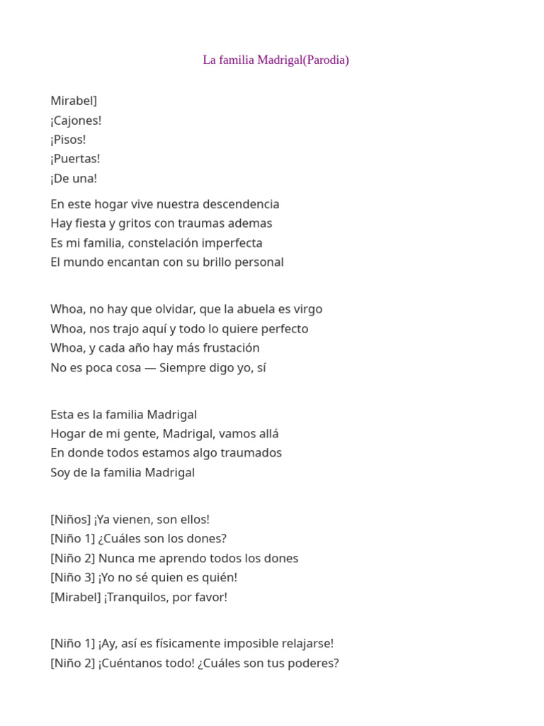 La Familia Madrigal (Parodia) | PDF