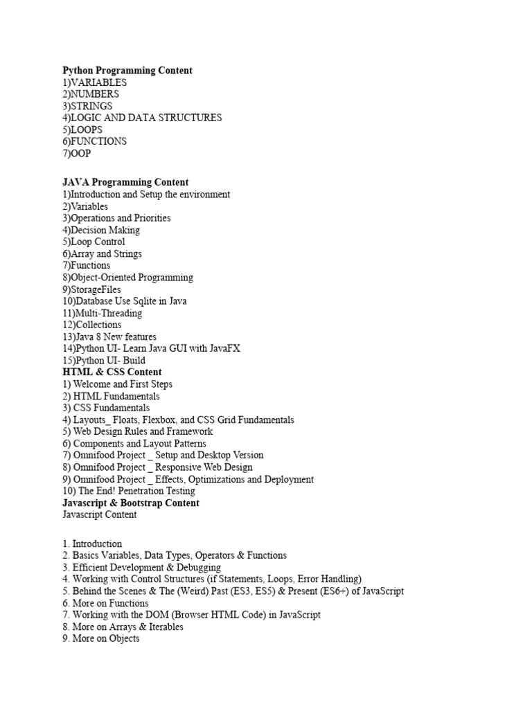 Python Programming Content | PDF | Java Script | Computing