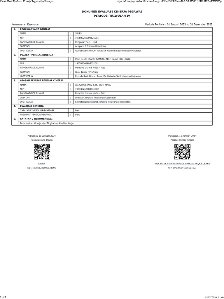 Evaluasi Triwulan IV SKP 2023 2 | PDF