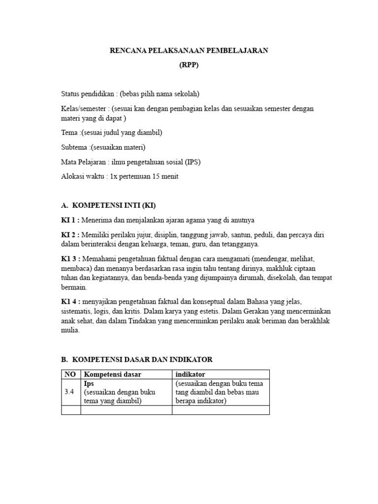Contoh RPP Ips | PDF