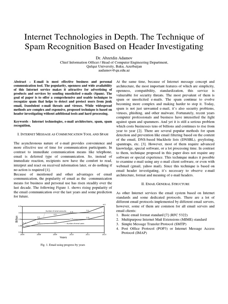 Internet Technologies in Depth The Technique of Spam Recognition Based ...